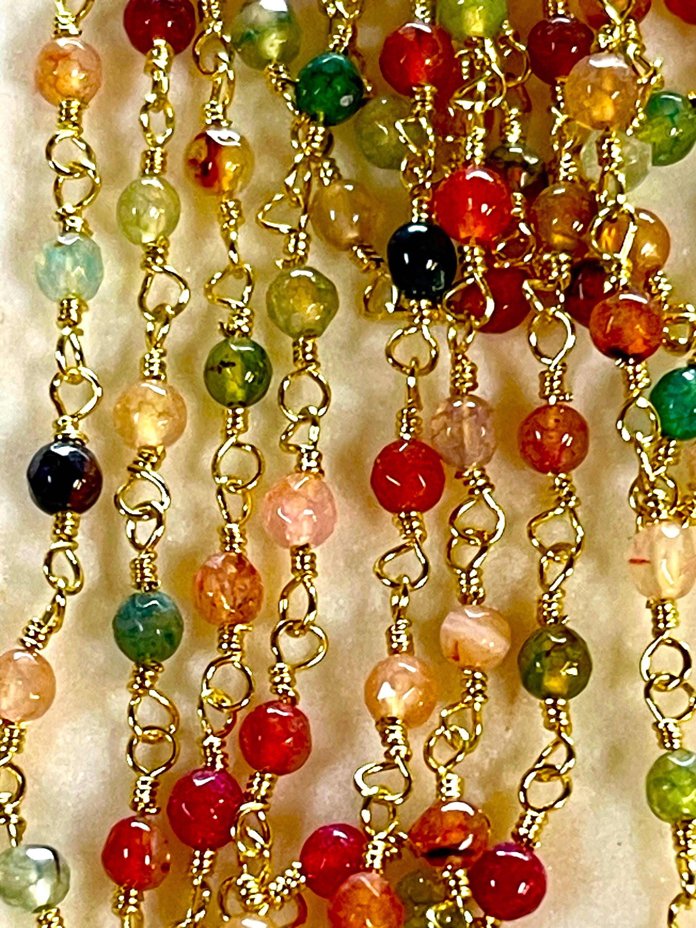 Bead Chain, 4mm, Faceted Round Natural Agate. Price is by the Foot. LB1 ...