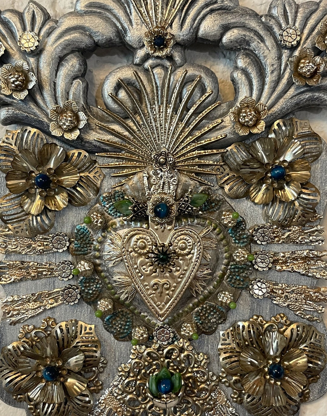 Sacred Heart, Flower, Wall Hanging. Heart Shrines. One-of-a-kind ...