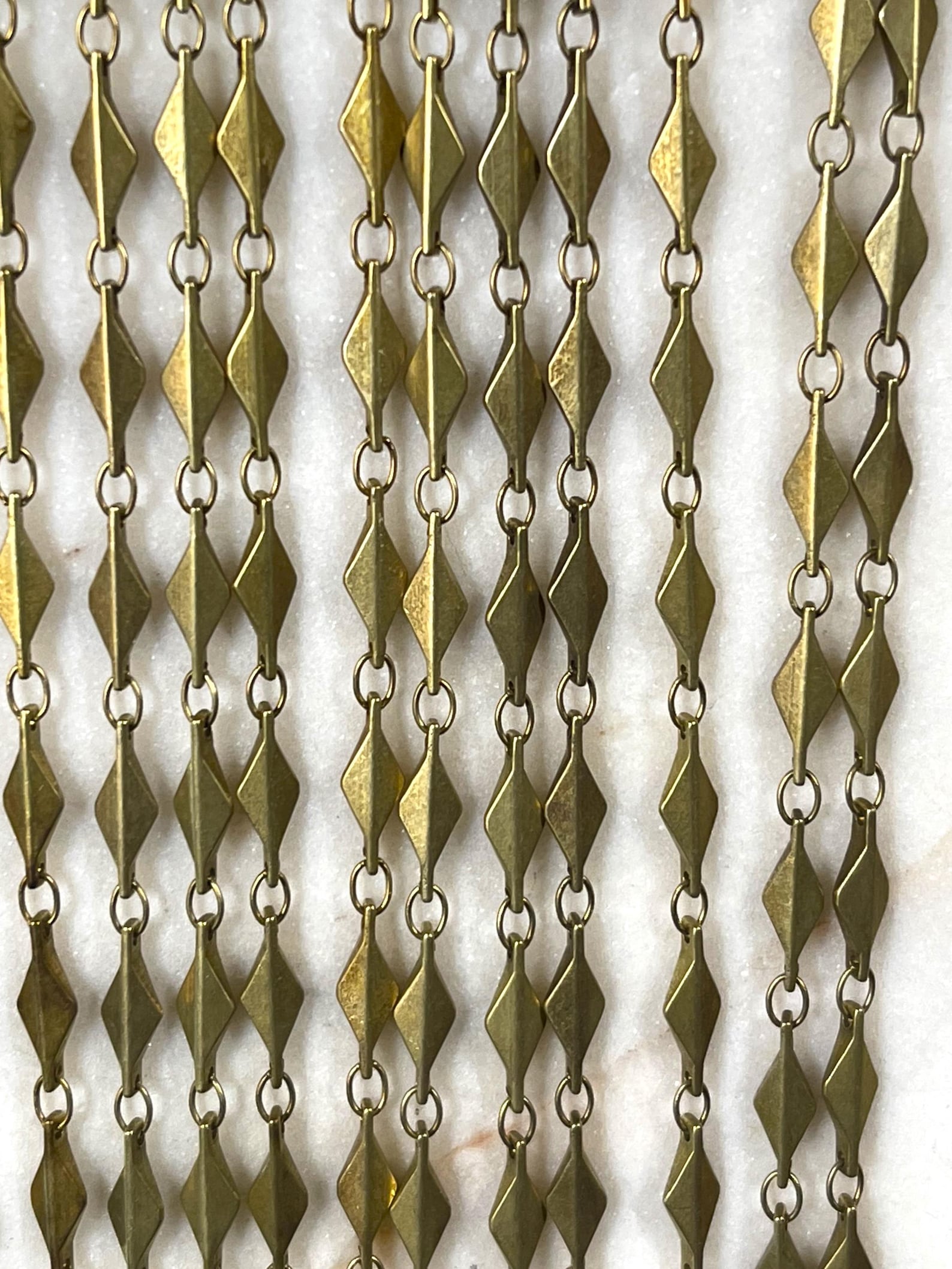 Solid Brass Raw Unplated Diamond-shape or Lozenge Bar Chain. Soft ...