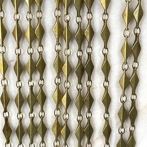 Solid Brass Raw Unplated Diamond-shape or Lozenge Bar Chain. Soft ...