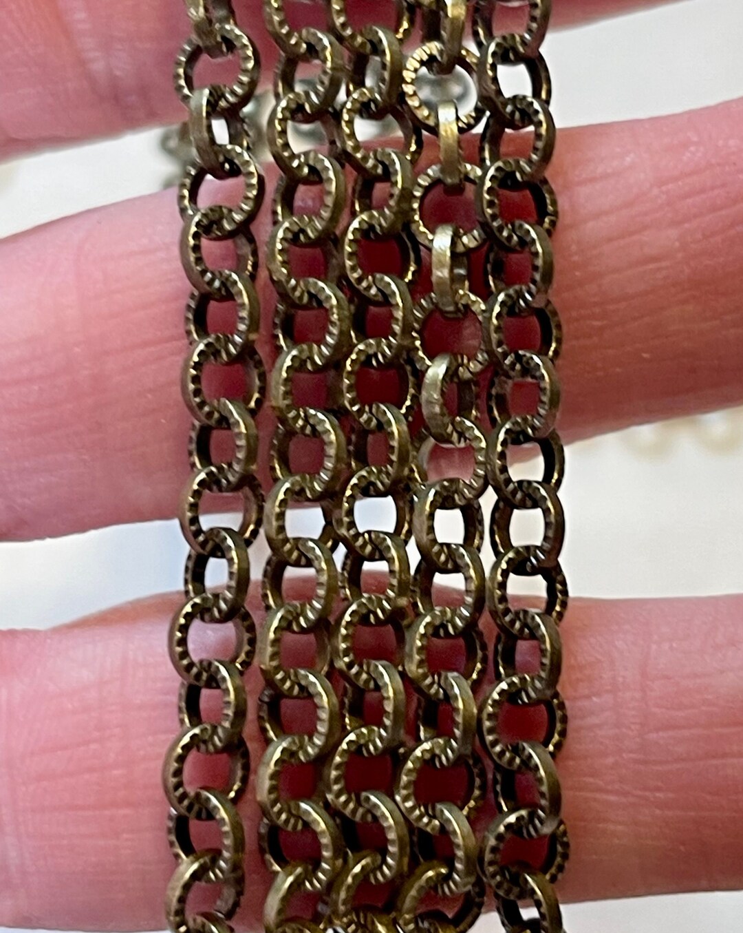 5mm, Cable Chain - Antique Brass. Textured Circular Cable Chain ...