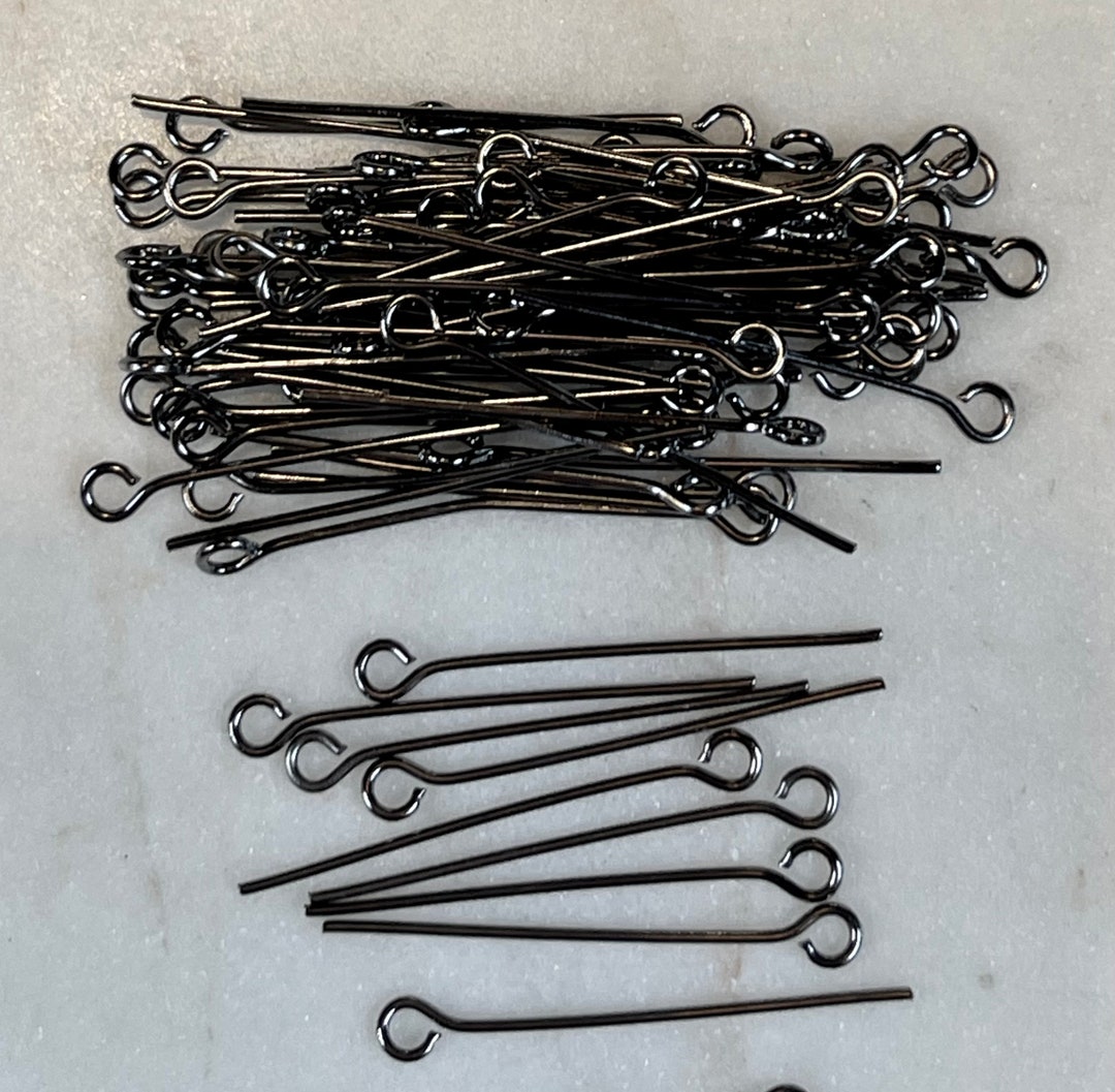 Gun Metal Color, Iron Eye Pins, 30mm (1 Inch) Opening 2mm. 21 Gauge ...