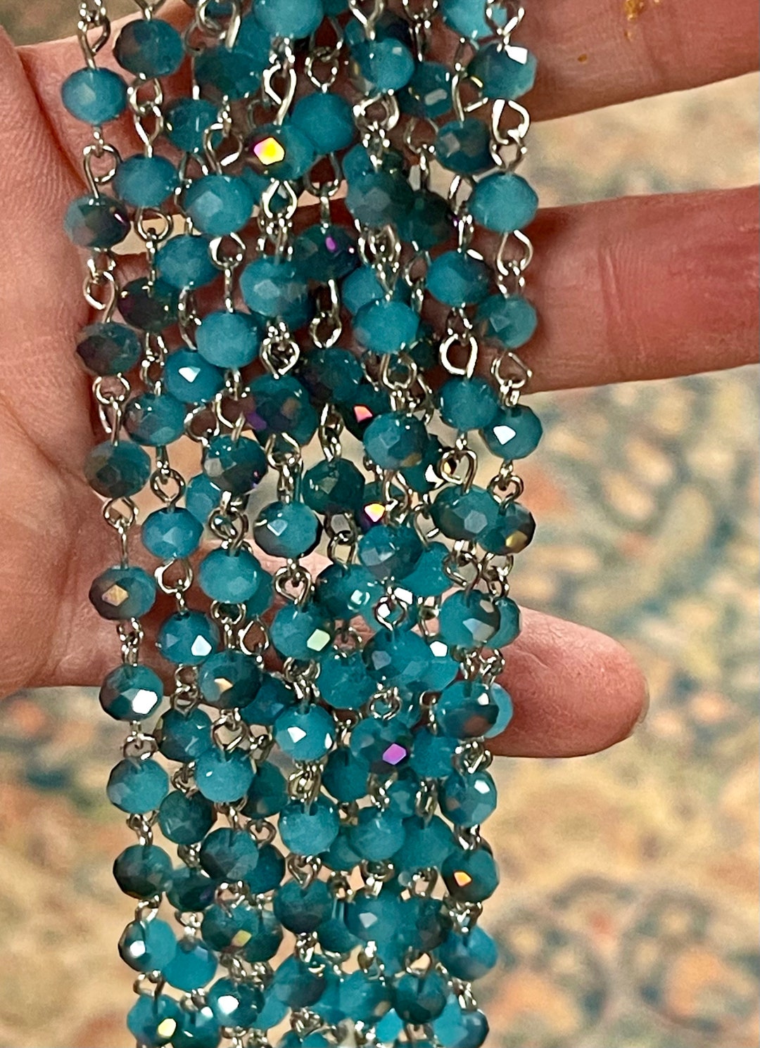 Excellent Color! 6x5mm, Rich Opalescent Smokey Turquoise Glass With ...