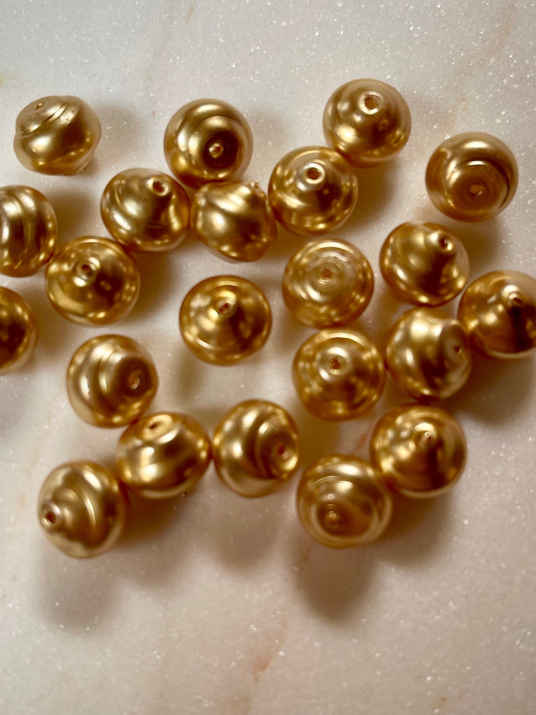 Czech Glass Pearls. Gold Color, 9mm, Baroque Snail Style. 15 per Order ...