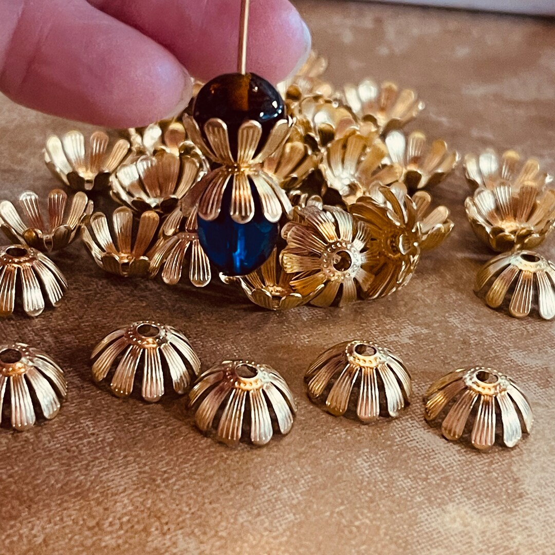 12mm X 5mm. Gold Multi Petal, Flower Bead Caps, 20 per Order - Etsy