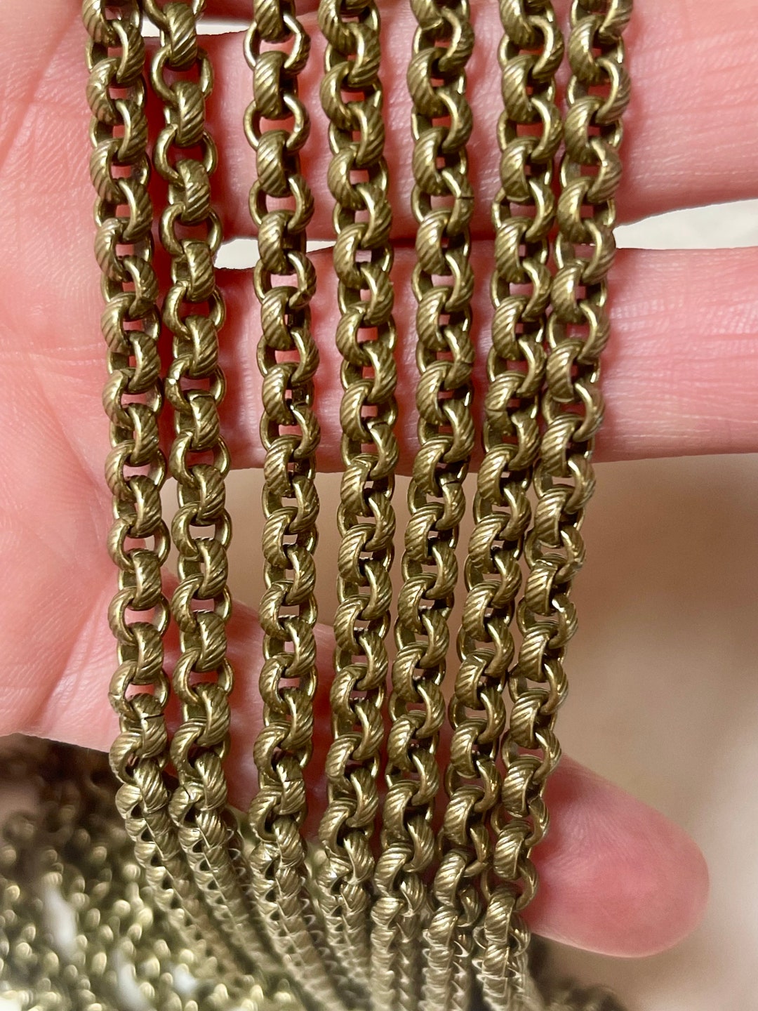 5mm Rolo Chain - Antiqued Brass, Textured. Crafted From High-quality ...