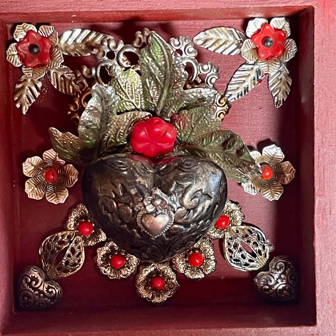 Sacred Heart, Red and Gold Heart Box, Handmade, A Unique Gift of Your ...