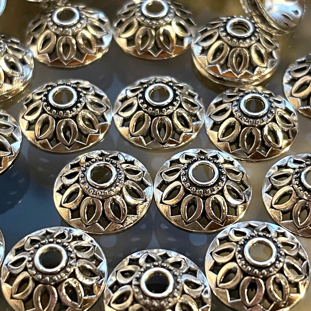 Antique Silver, Flower Cut Out 14 X 5mm Bead Cap. 25 per Order LB 6 - Etsy
