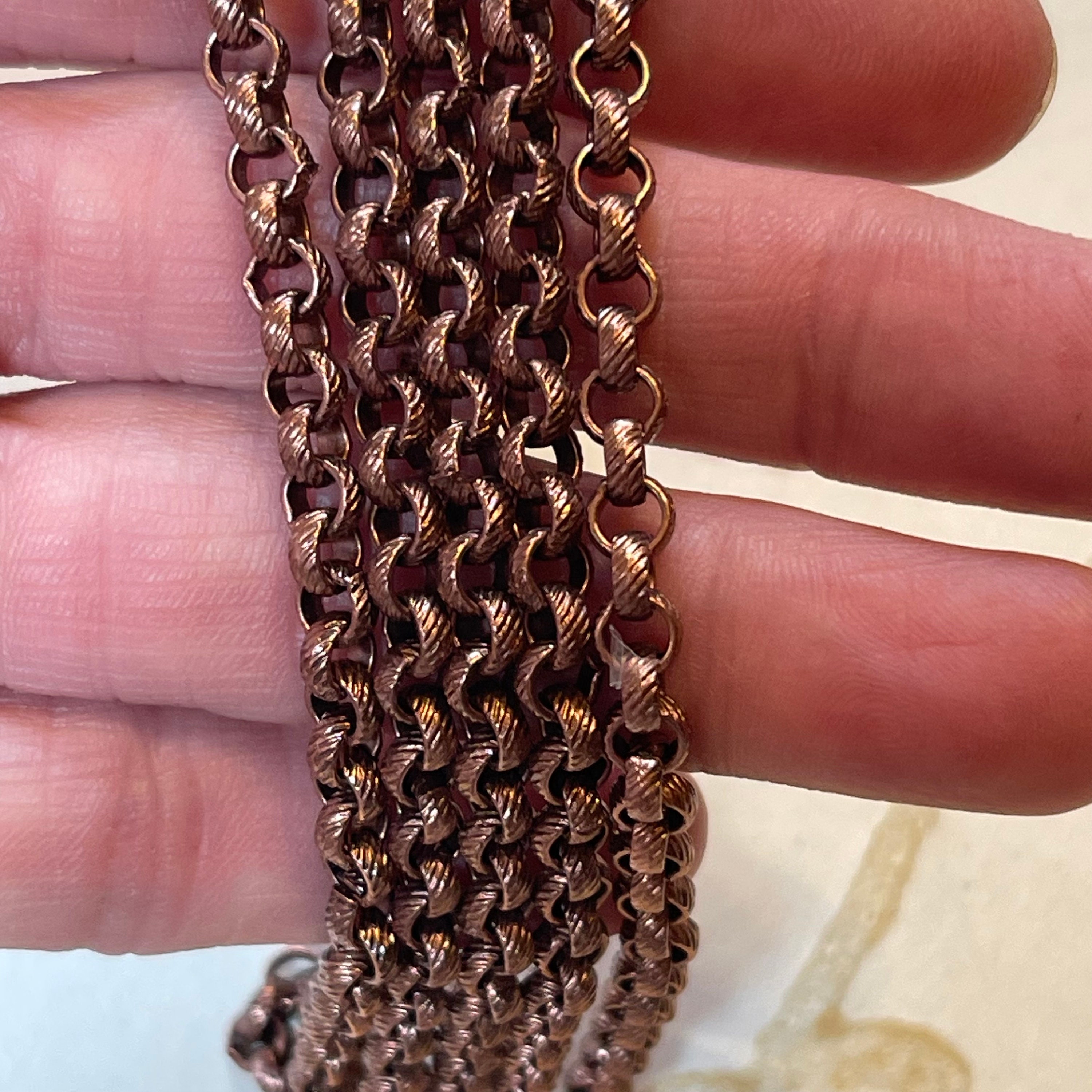 5mm Rolo Chain Rich Antique Copper, Textured. Crafted From High-quality ...