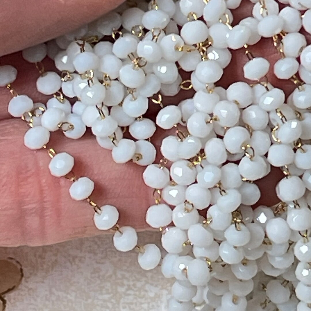 3.6mm, Delicate White Bead Chain. Sold by the Foot - Etsy UK