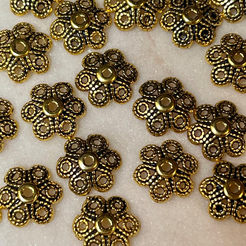 11mm, Gold Flower Design. Bead Cap, 20 per Order. - Etsy
