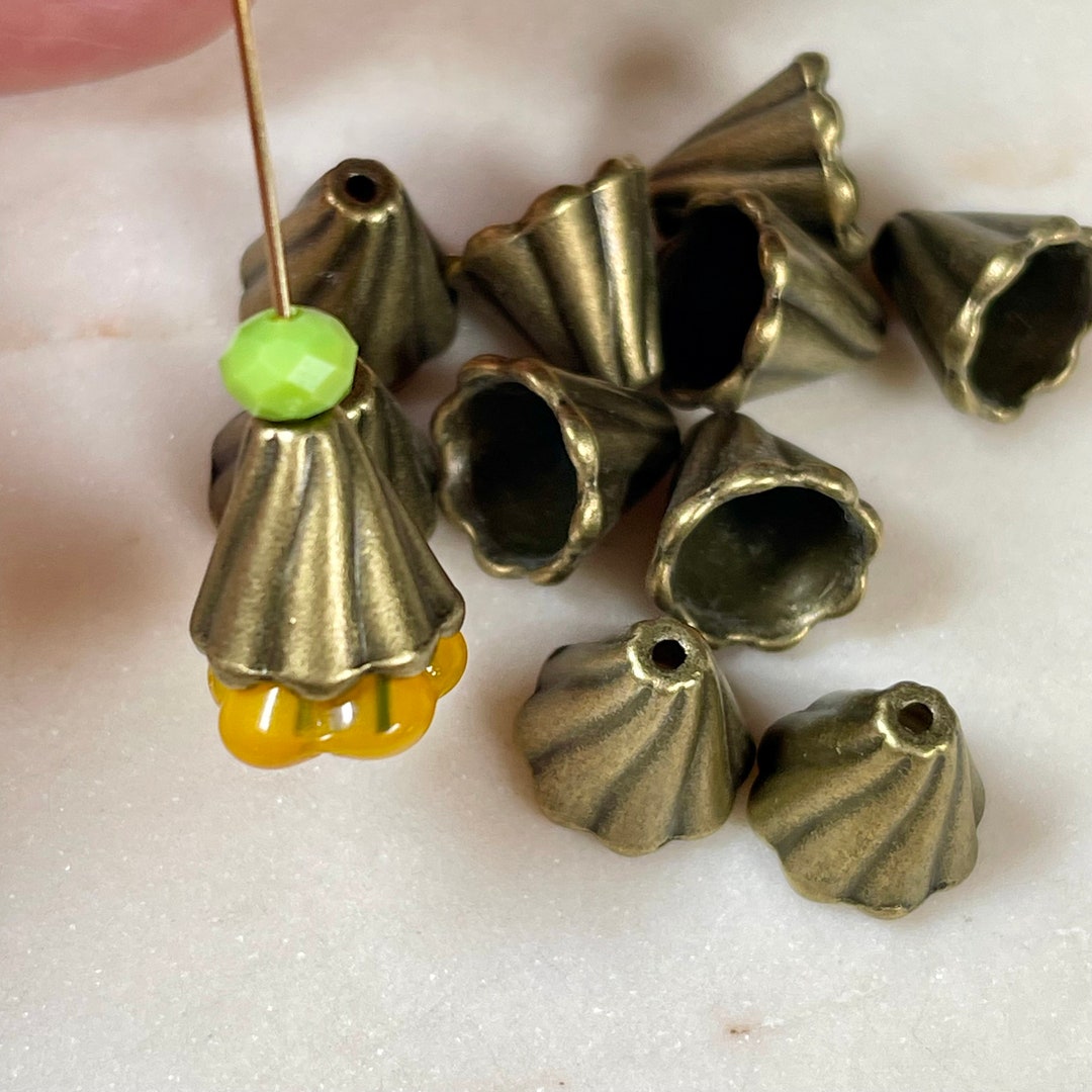 12 Mm X 13mm, Swirl Cone Bead Caps. Available in 3 Colors. 6 per Order ...