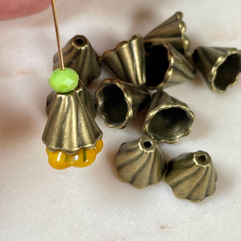 12 Mm X 13mm, Swirl Cone Bead Caps. Available in 3 Colors. 6 per Order ...