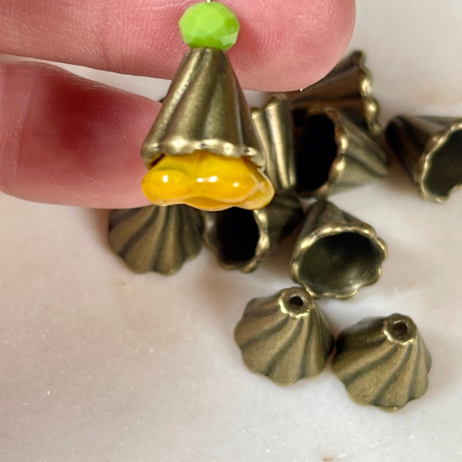 12 Mm X 13mm, Swirl Cone Bead Caps. Available in 3 Colors. 6 per Order ...