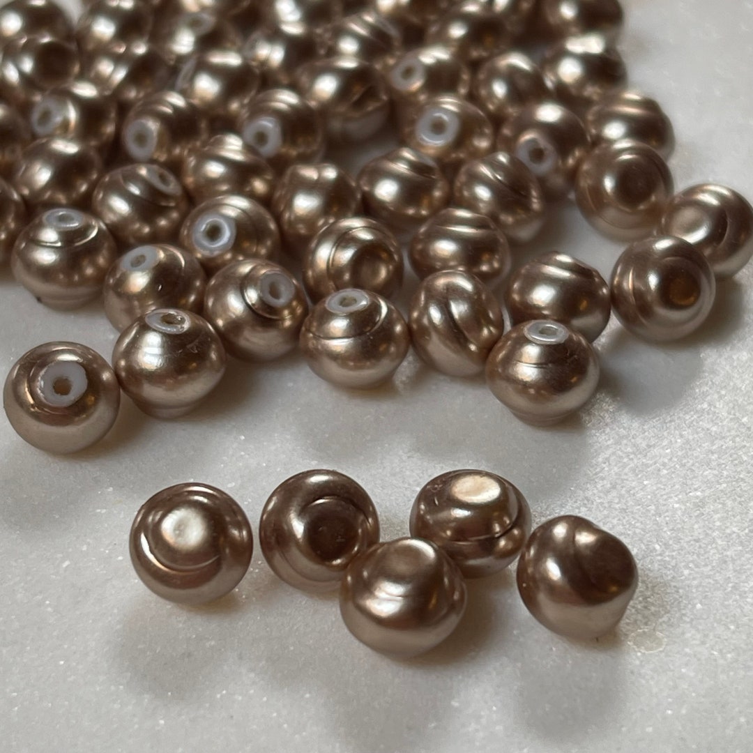 Czech Glass Pearls. 8mm Cocoa Pearl Snail Baroque Half-drilled 8 per ...