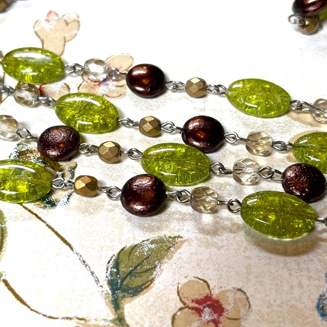 14mm X 10mm, Lime Green and Copper Bead Chain. Priced per Foot. B8 D1 ...