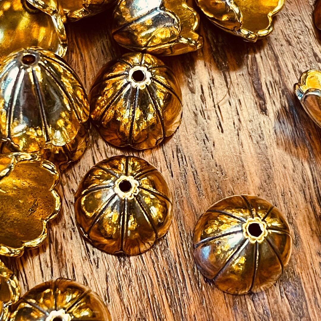 Gold Flower Bead Caps or Tassel Tops, 4 per Order. - Etsy