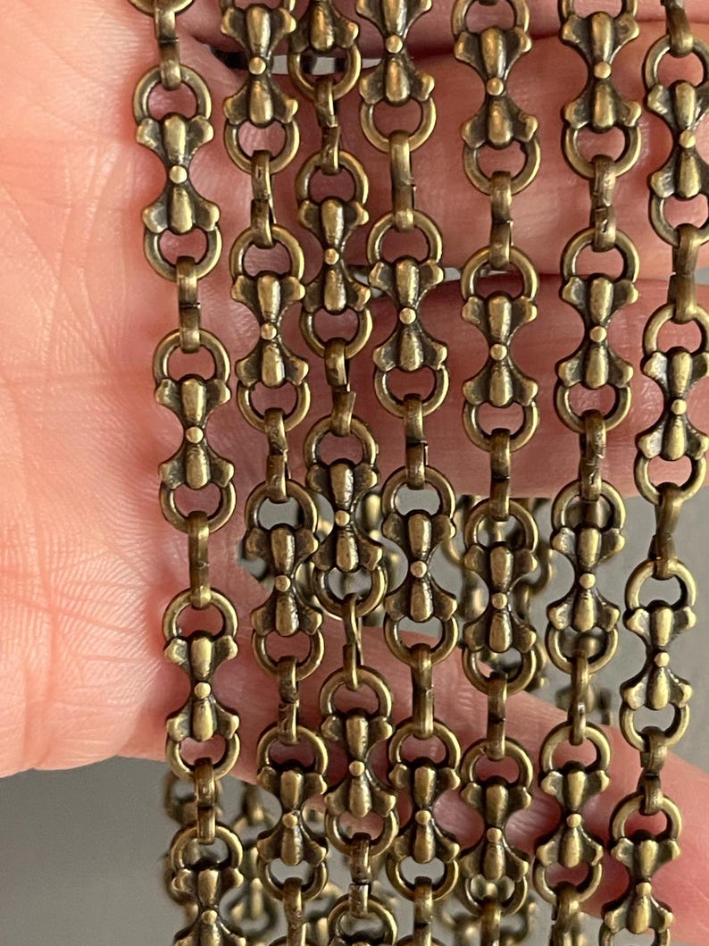 Handmade Antiqued Bronze Bar Chain: Jewelry Supplies, Priced by Foot - Etsy