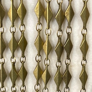 Solid Brass Raw Unplated Diamond-shape or Lozenge Bar Chain. Soft ...