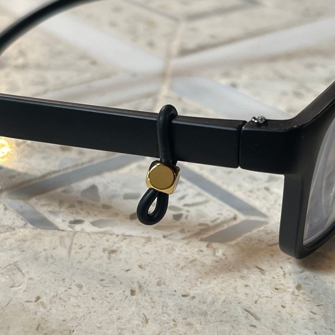 Eyeglass Loops for Bead Chain Black and Gold, Round Square. 8 per Order ...