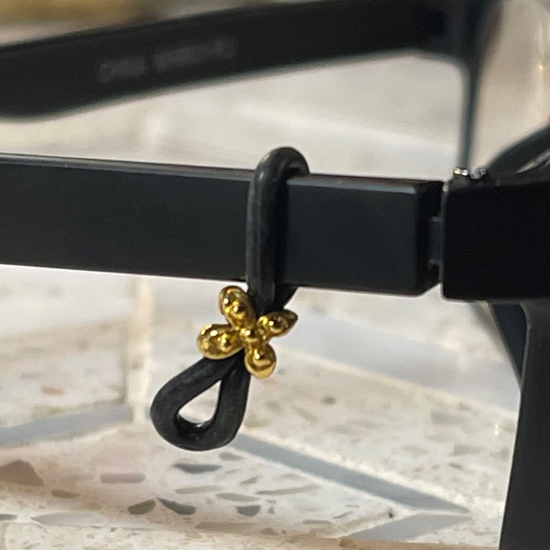 Eyeglass Loops for Bead Chain. Black and Gold Flower. 20 per Order ...