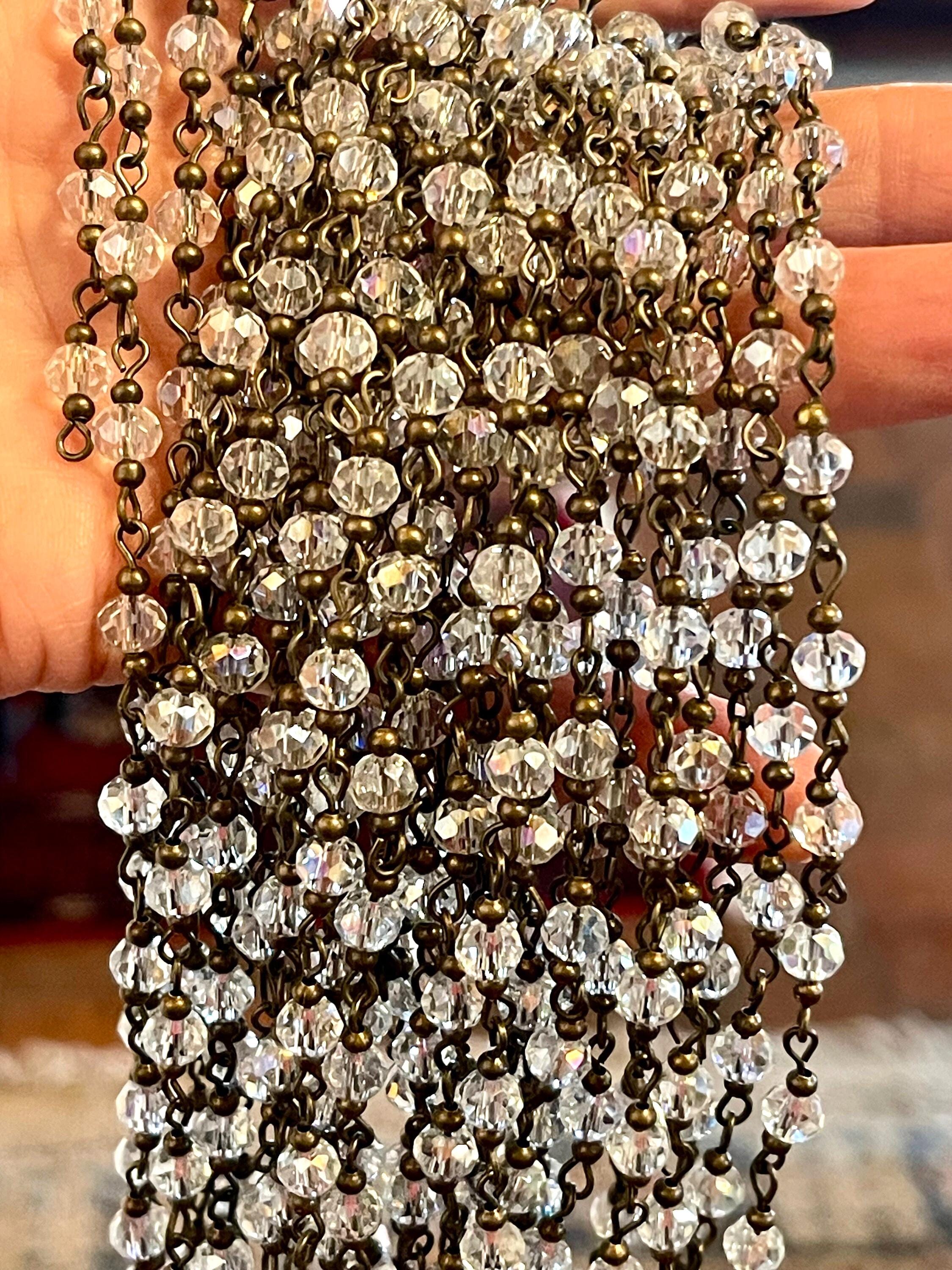 7.6mm X 6mm, Crystal Glass and Brass Bead, Bead Chain. It is Sold by ...
