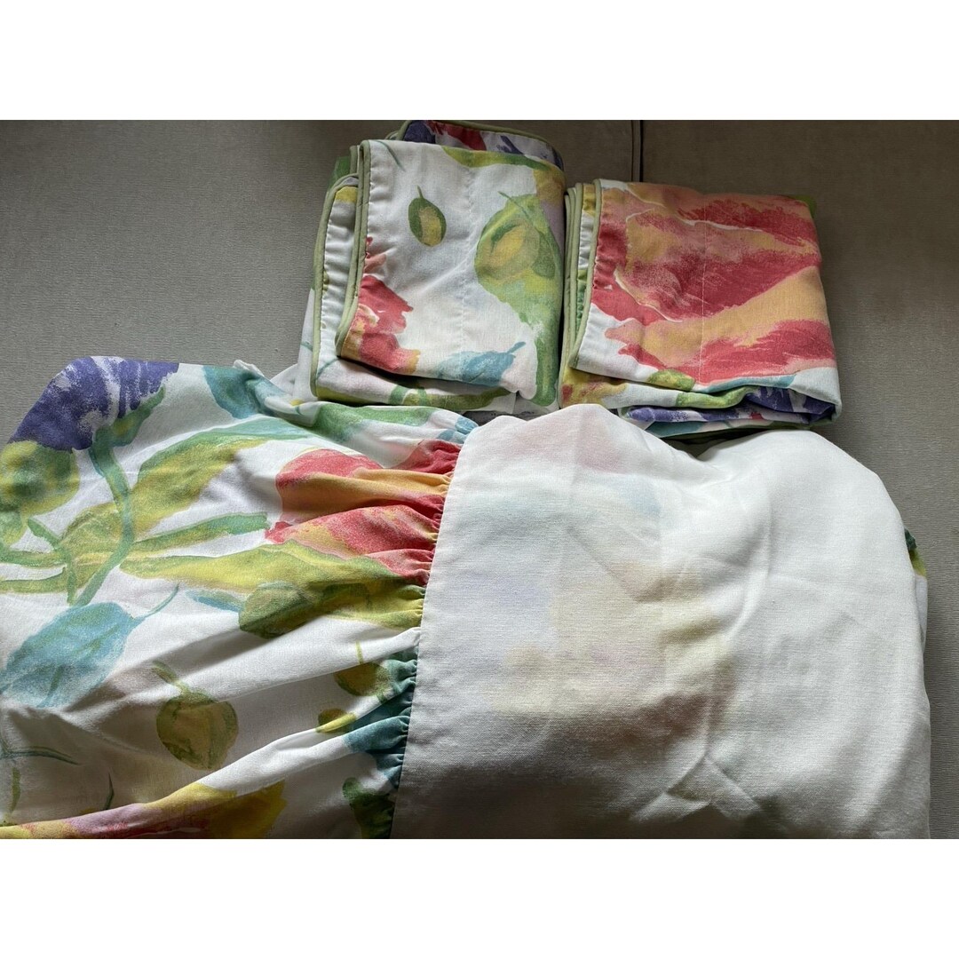 Vintage Westpoint Stevens Queen Bedskirt & 2 Pillow Shams Set Floral ...