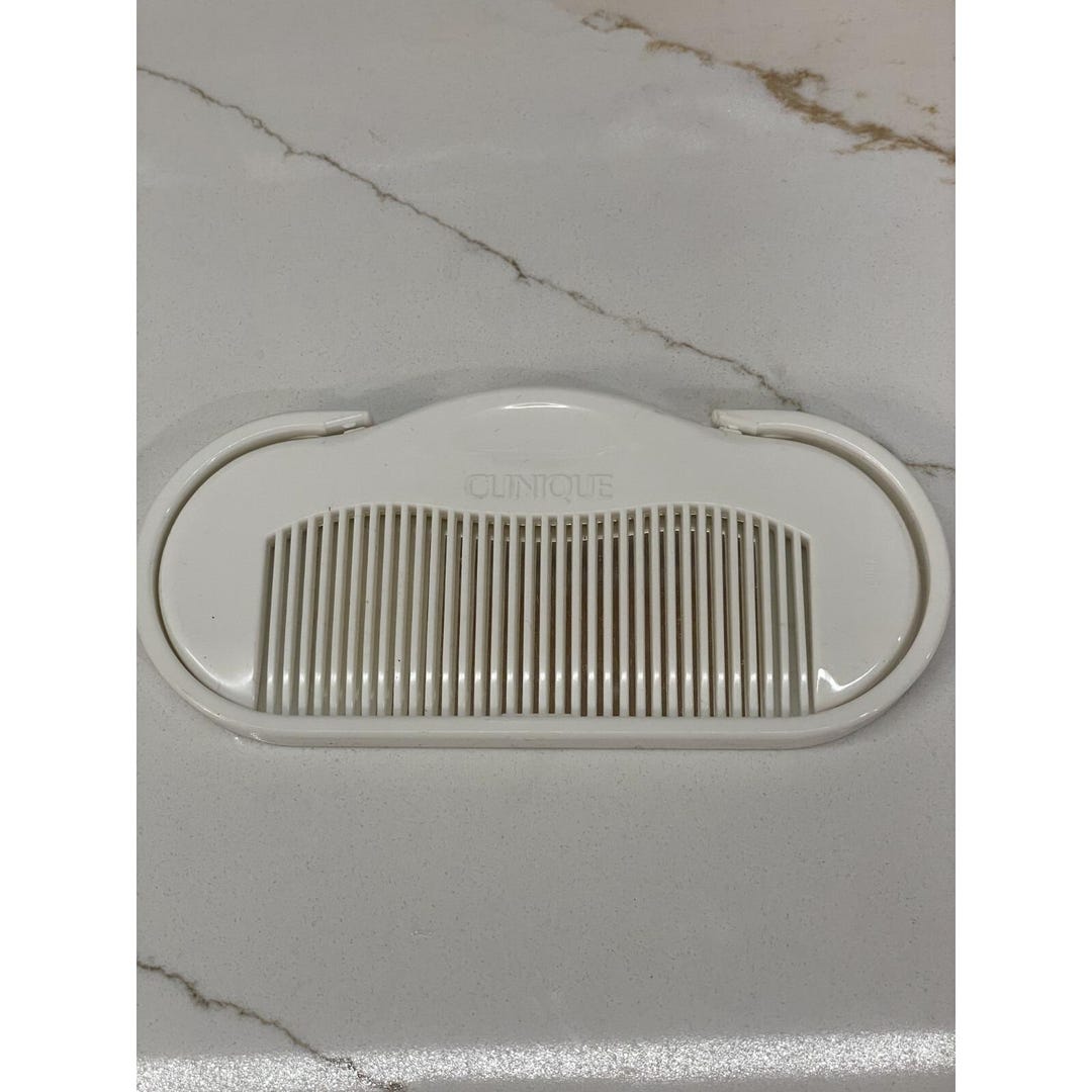 Vintage Clinique Comb & Mirror Set Snap White Travel Compact Purse ...