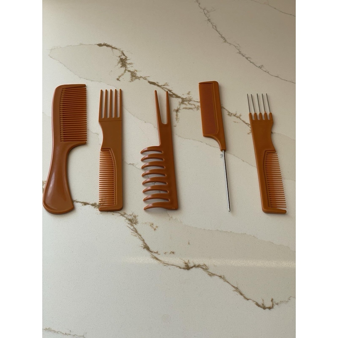 Vintage ACE Comb Hair Pick Set of 5 Brown Tail Teaser Styler Multi New ...