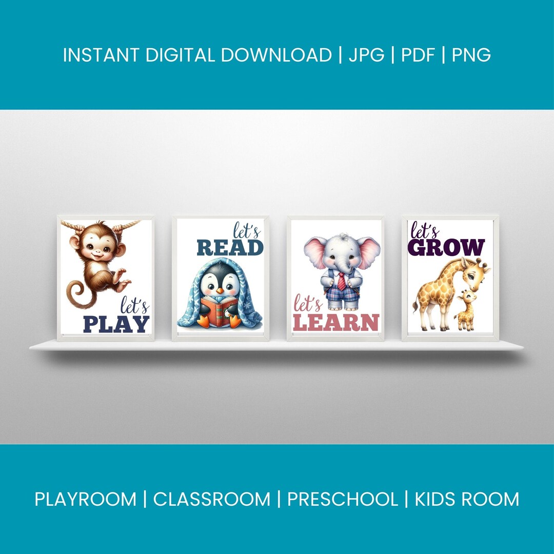 Instant Download Animal Print Set | Kids Wall Art | Educational Posters ...