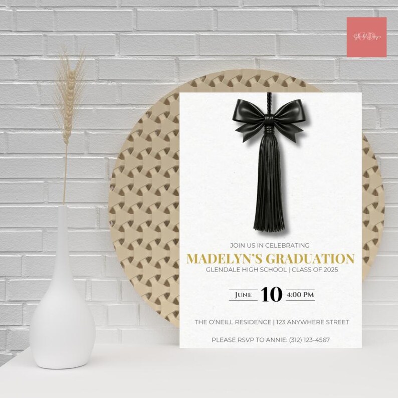 Graduation Invitation Template | Black & Gold Tassel Design | Class of ...
