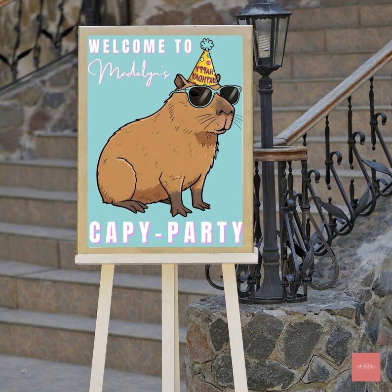 Capybara Birthday Party Bundle | Editable Invite, Thank You, Welcome ...