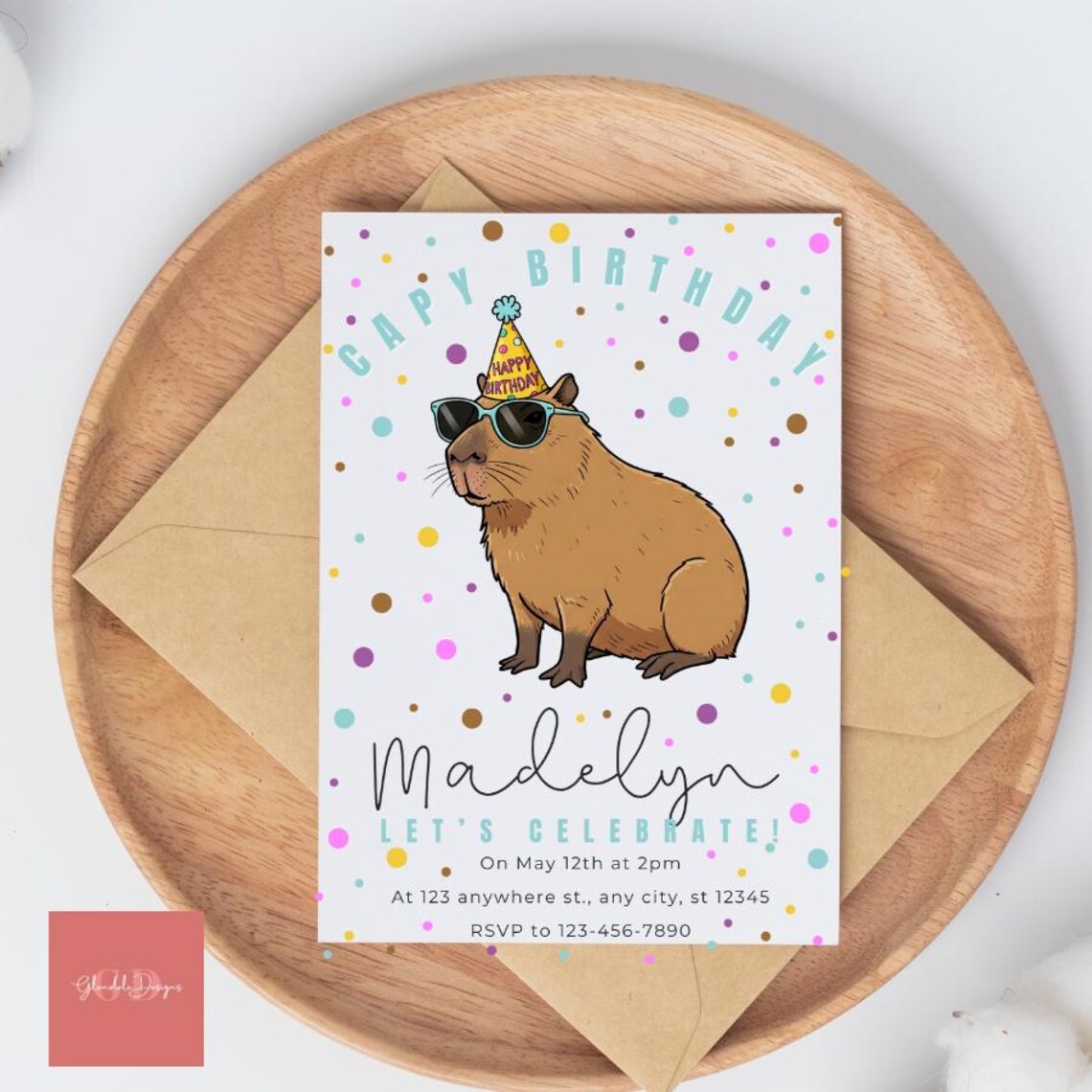 DIY Capybara Birthday Card/invitation Template | Print at Home ...