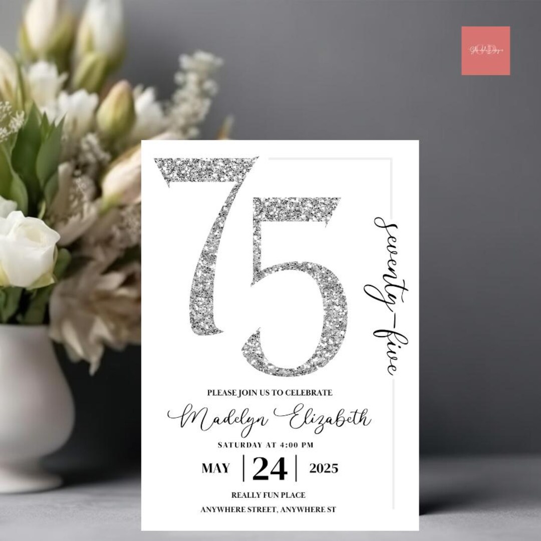 75th Birthday Invitation Template | Party Invitation for Him and Her ...