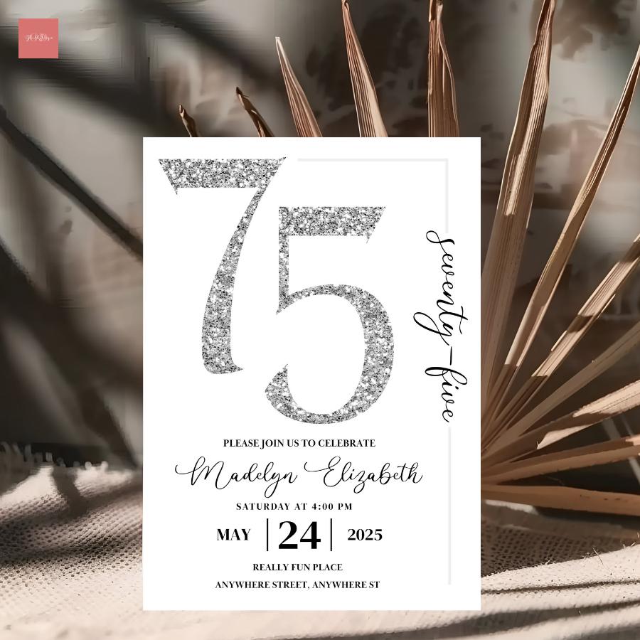 75th Birthday Invitation Template | Party Invitation for Him and Her ...