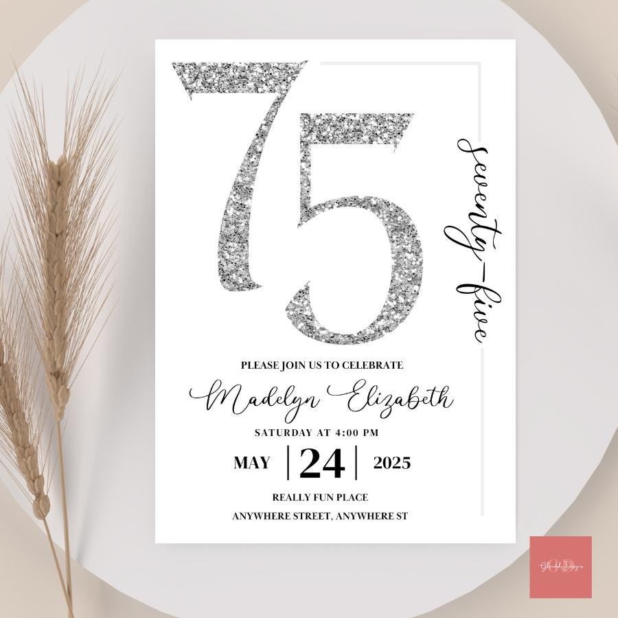 75th Birthday Invitation Template | Party Invitation for Him and Her ...
