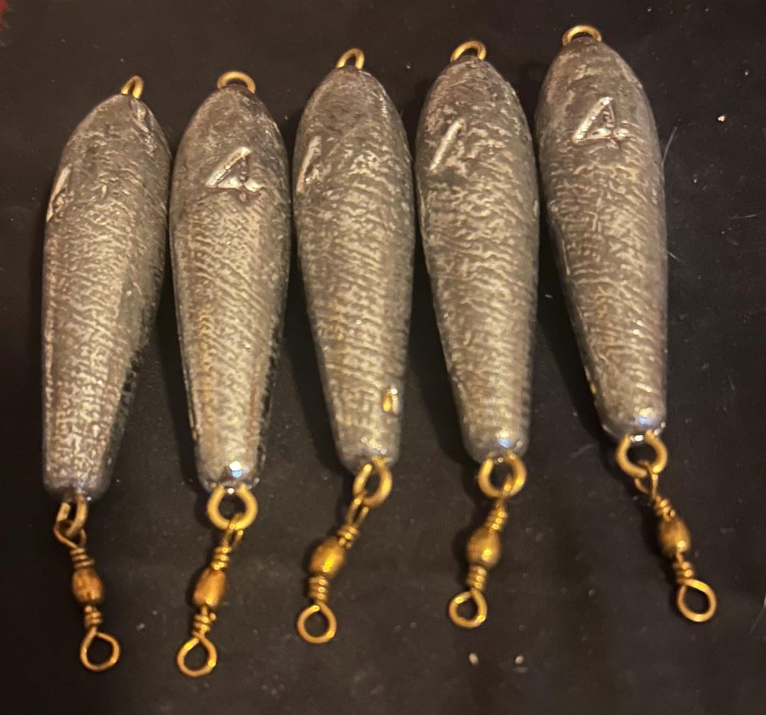 4oz.in-linetrolling Sinker With Barrel Swivel 5 Count Package - Etsy
