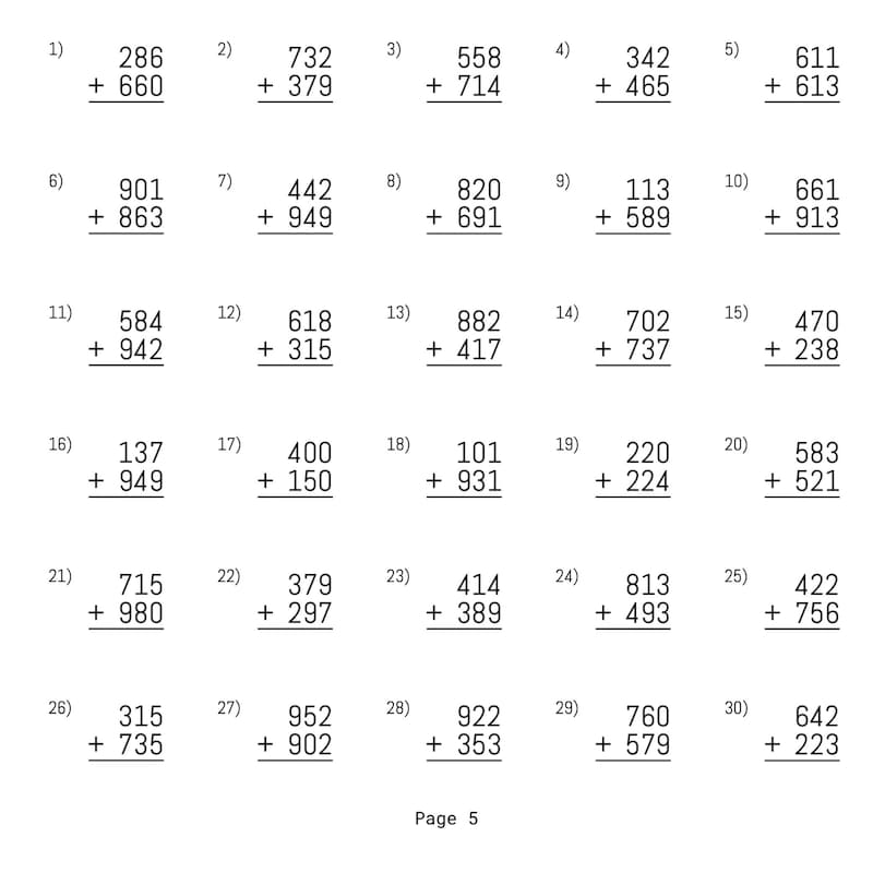 3 Digit Adding - Etsy