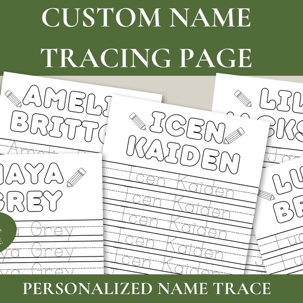 Custom Name Practice Worksheets - Etsy