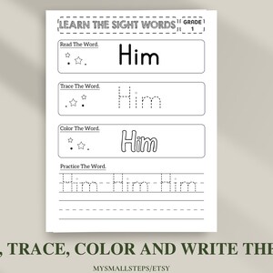 Printable Sight Words, Kindergarten Sight Word Worksheets, Preschool ...