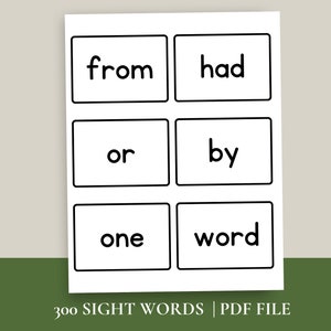 300 Sight Words Flashcards, Printable Kindergarten Words, 1st Grade ...