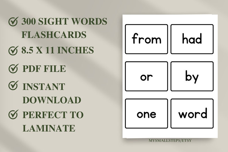 300 Sight Words Flashcards, Printable Kindergarten Words, Preschool ...