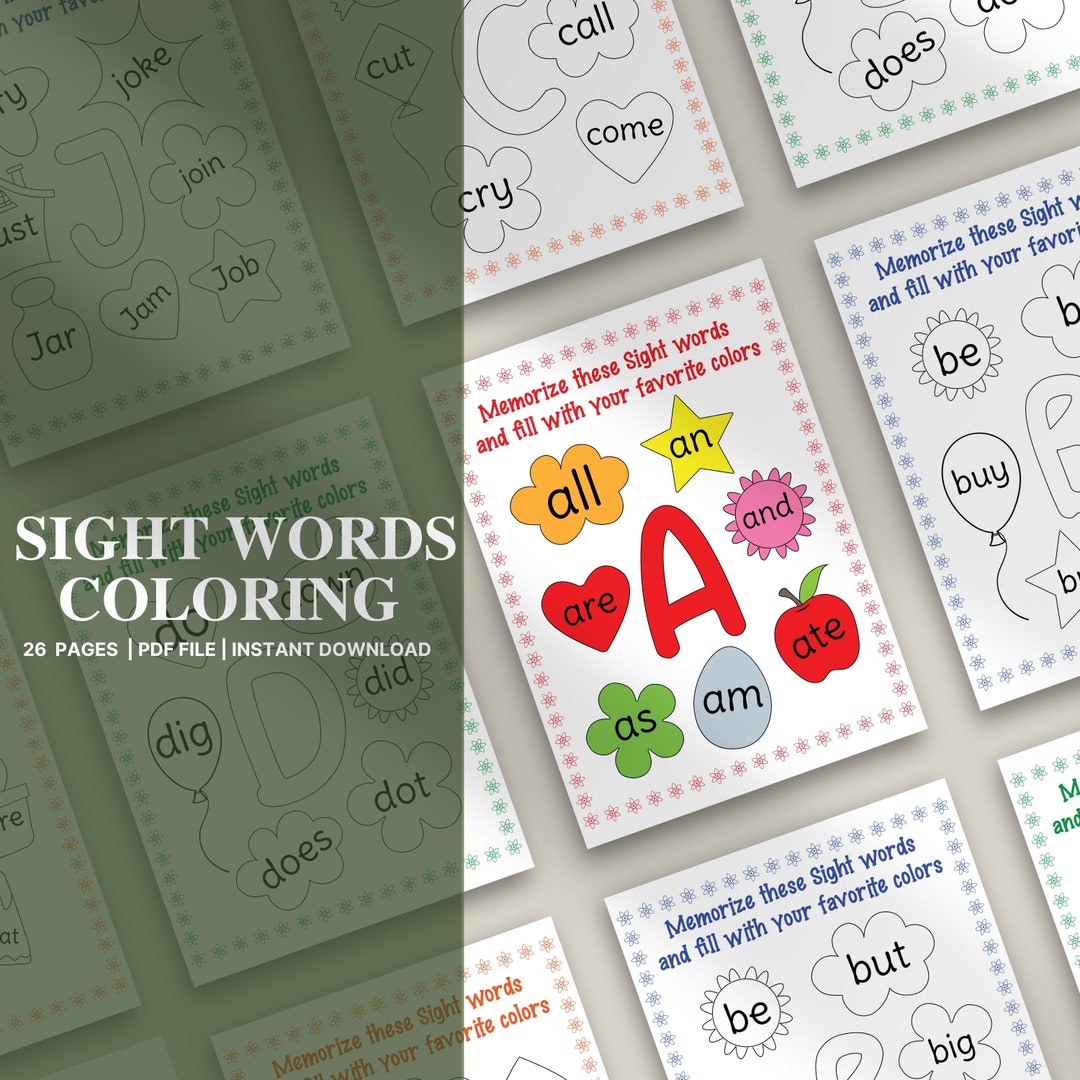 Printable Sight Words Coloring, Sight Word Worksheets, Preschool ...