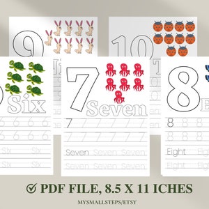 1-10 Number Tracing Worksheets, Printable Math Activities, Traceable ...