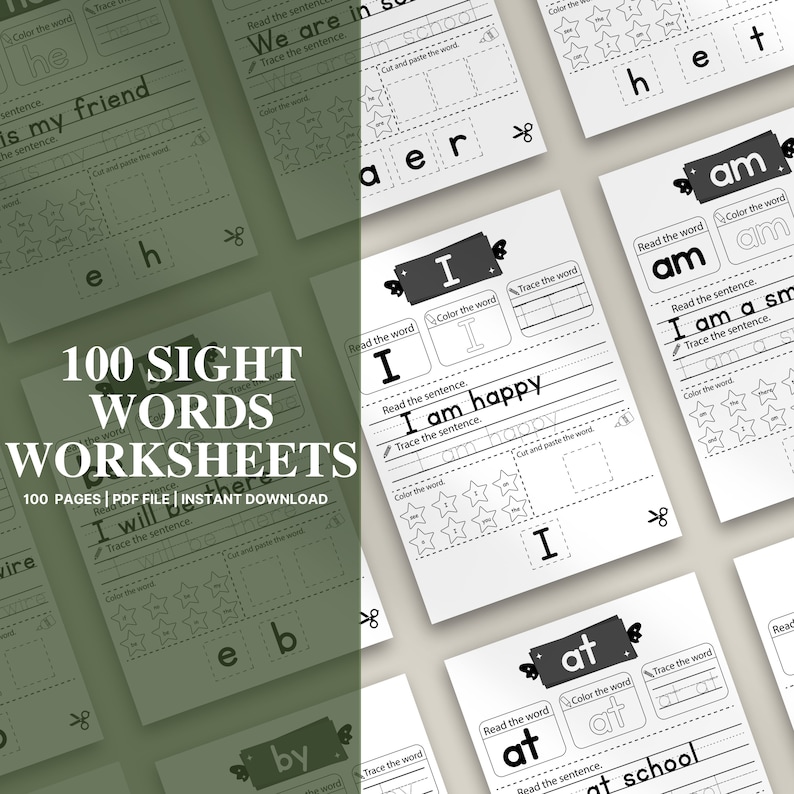 100 Sight Word Practice, Printable Sight Words Worksheets, High ...