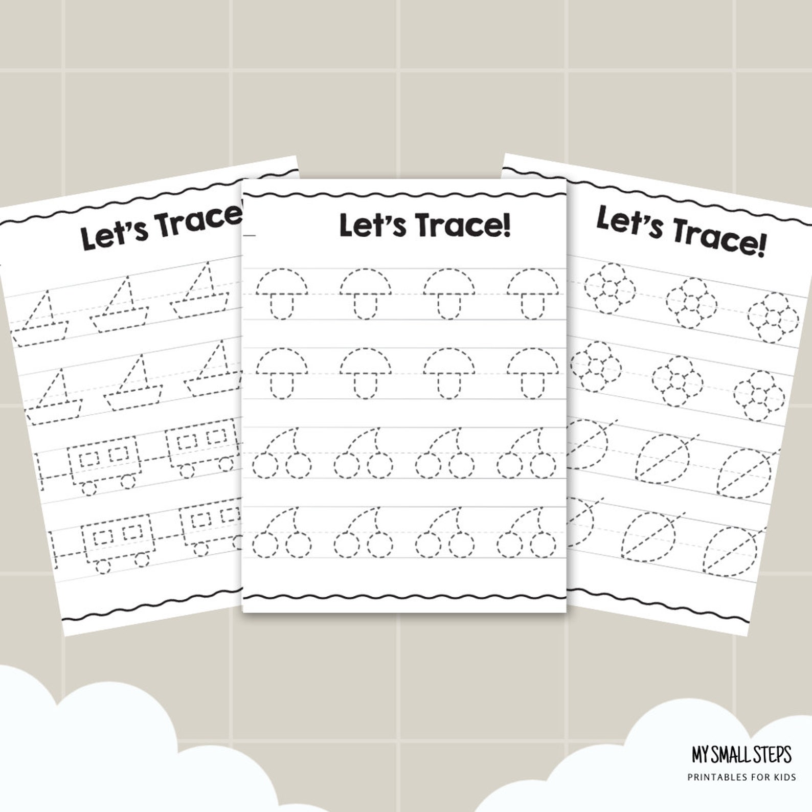 90 Tracing Worksheets for Preschool, Lines Trace Pages Printable ...