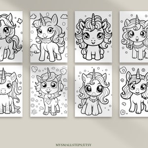 Unicorn Coloring Pages, Printable Cute Coloring Book, Girls Coloring ...