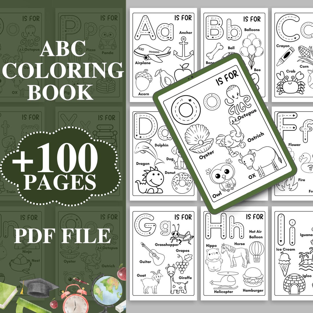 100 Alphabet Coloring Pages, ABC Coloring Book, Kindergarten Worksheets ...