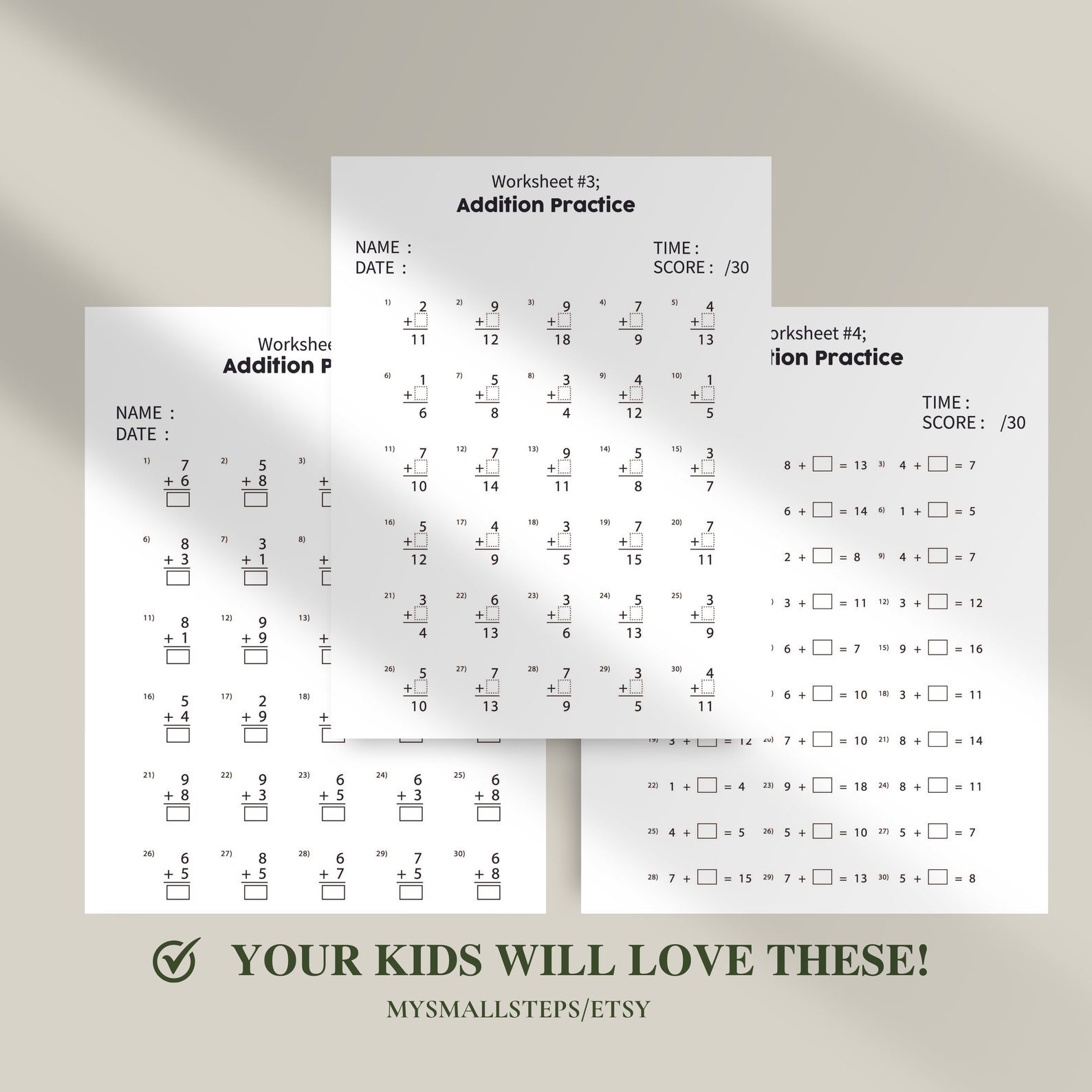 Addition and Subtraction Worksheets, Busy Book Printable, 1st Grade ...