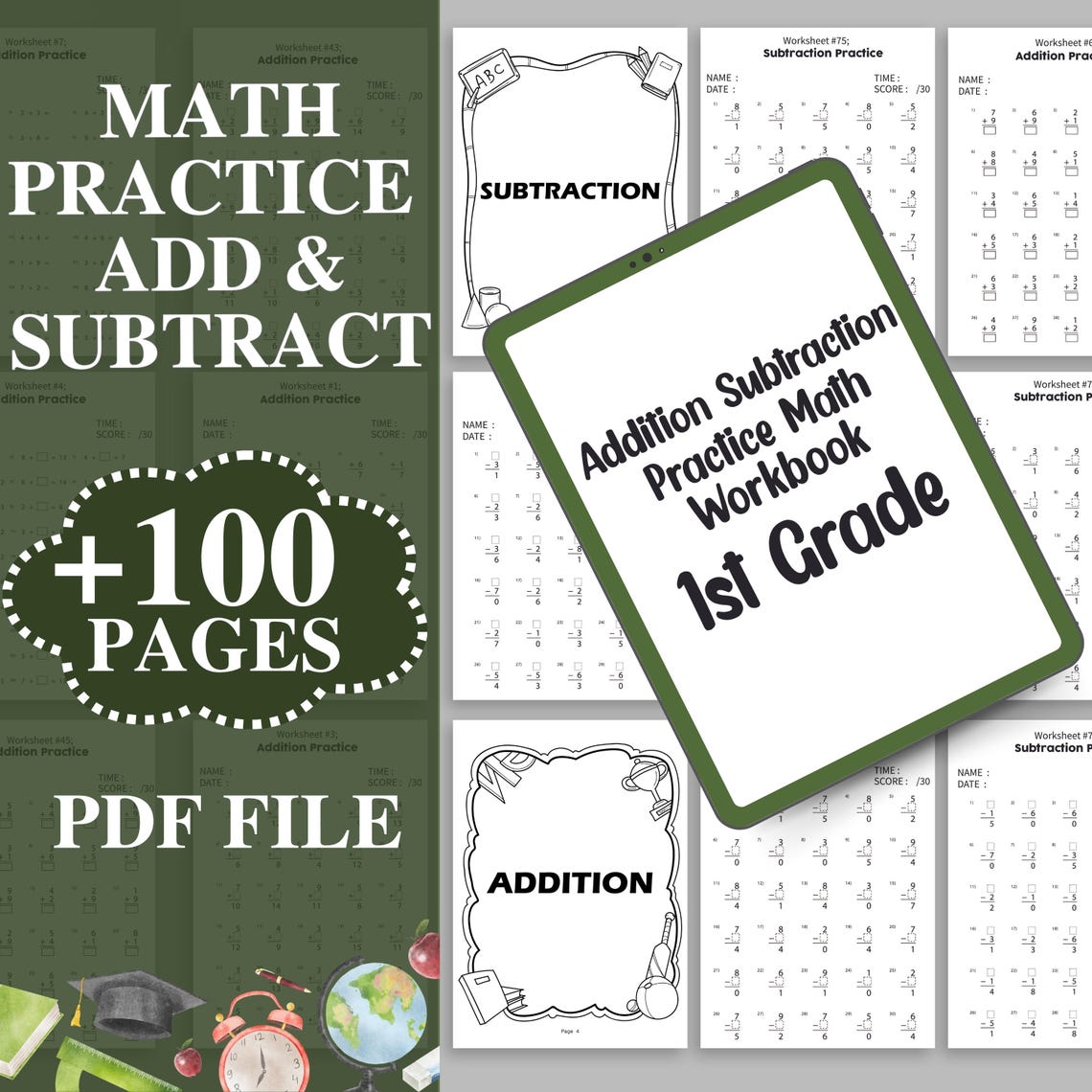 Addition and Subtraction Worksheets, Busy Book Printable, 1st Grade ...